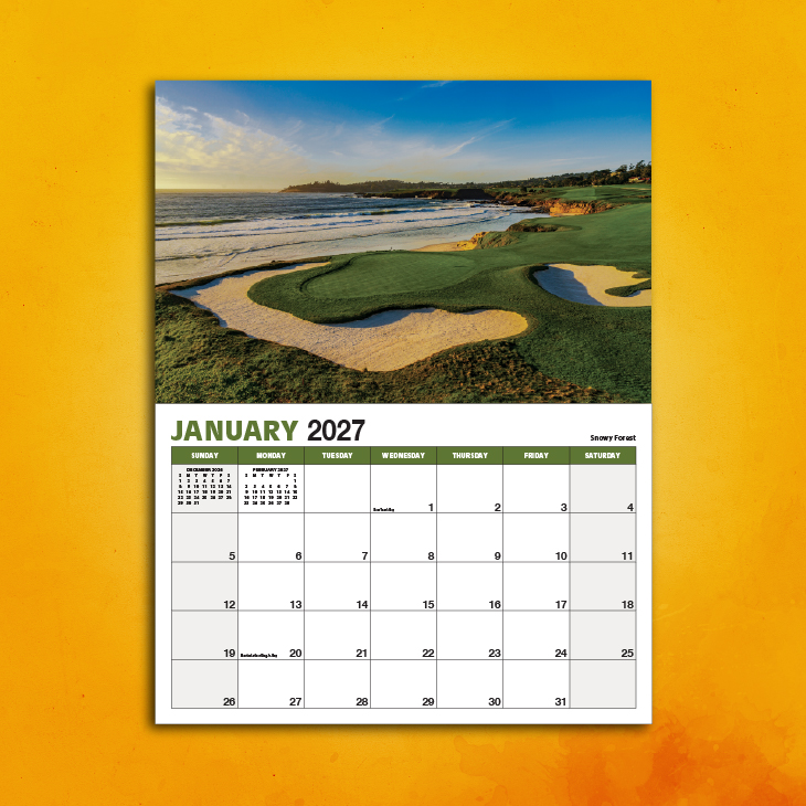 Custom Imprinted Golf Calendars - Premier Golf - Mighty Calendars